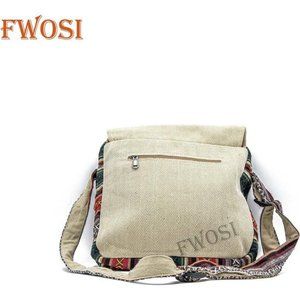 Bags | Trendy Large Himalayan Hemp Handmade Boho Shoulder Bag White ...